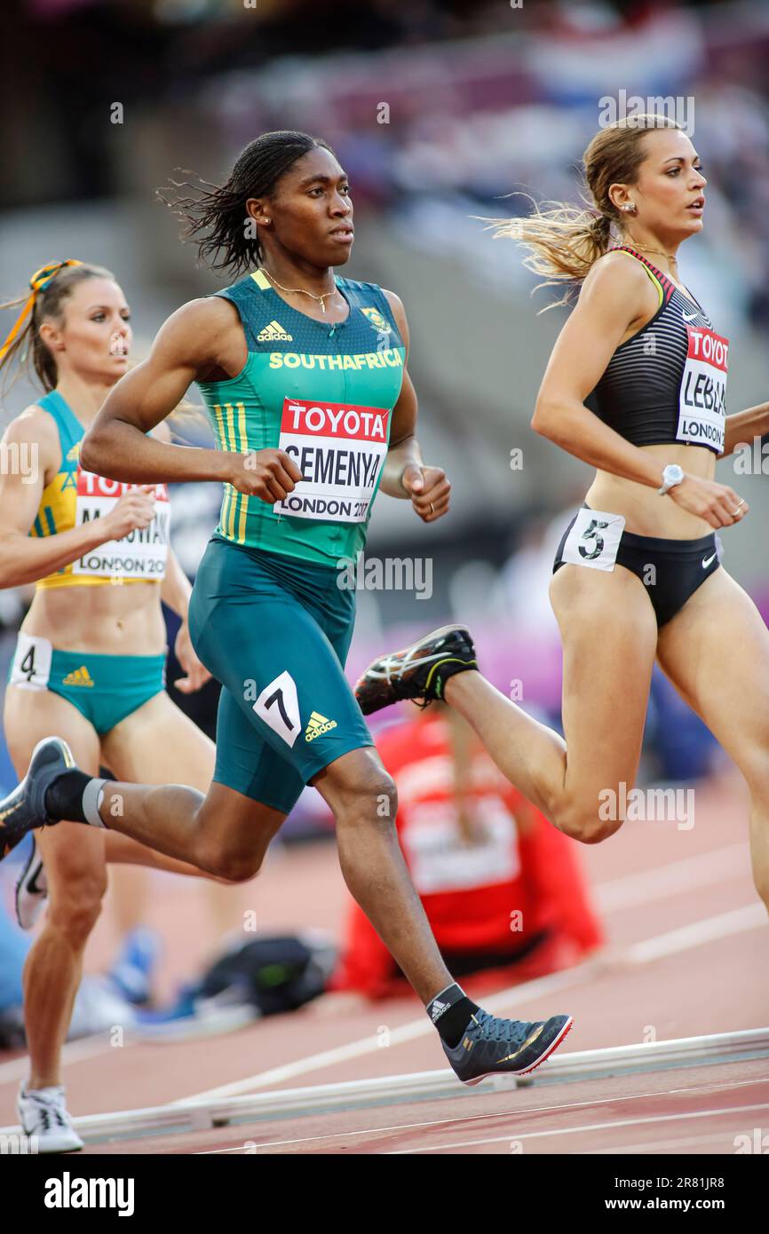Caster Semenya participating in the 800 meter at the World Athletics ...