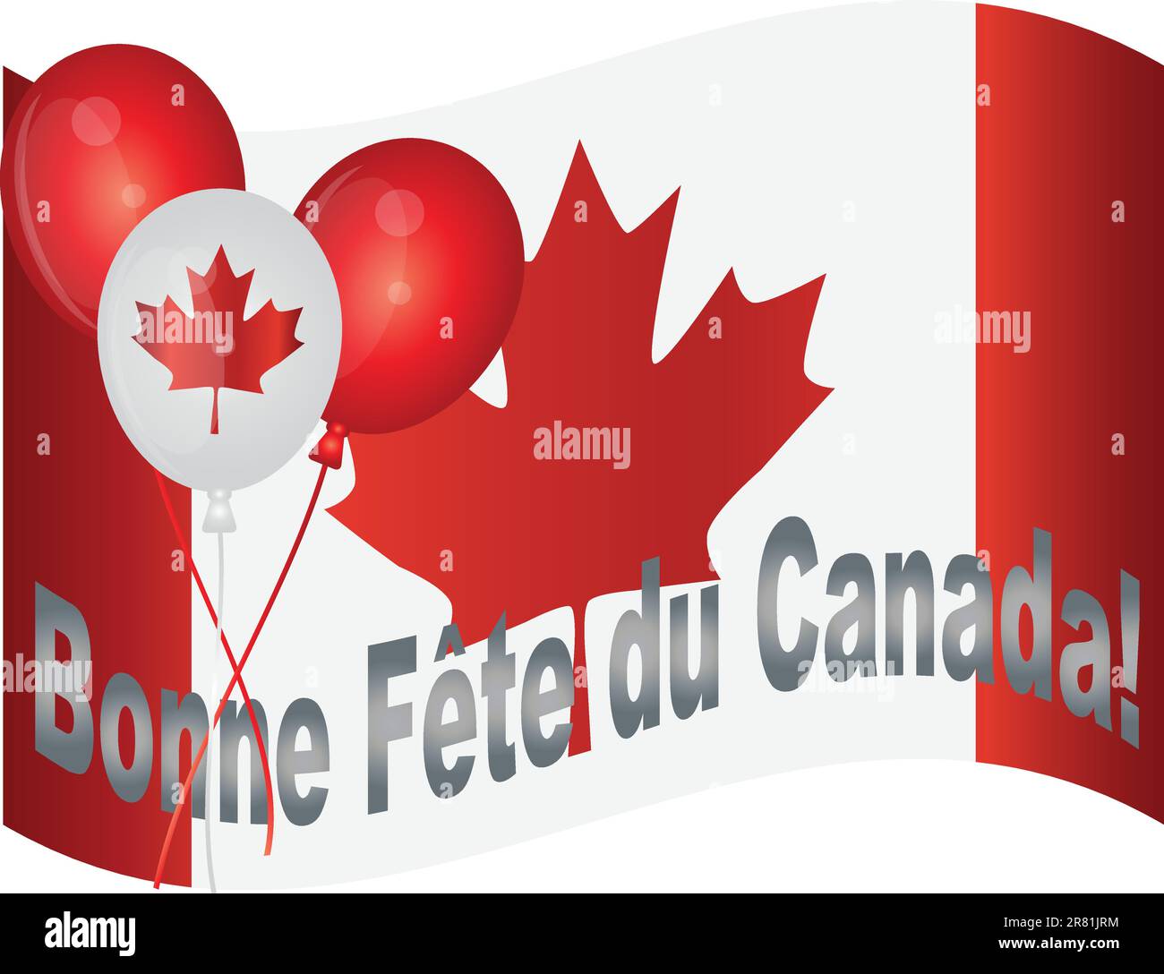 Canadian Flag and Balloons Wishing Happy Canada Day in French ...