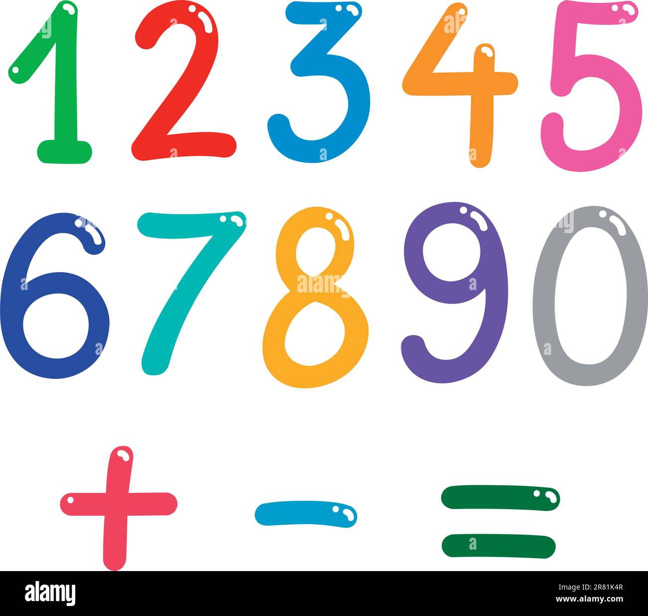 illustration of numbers from zero to nine and math symbols Stock Vector ...