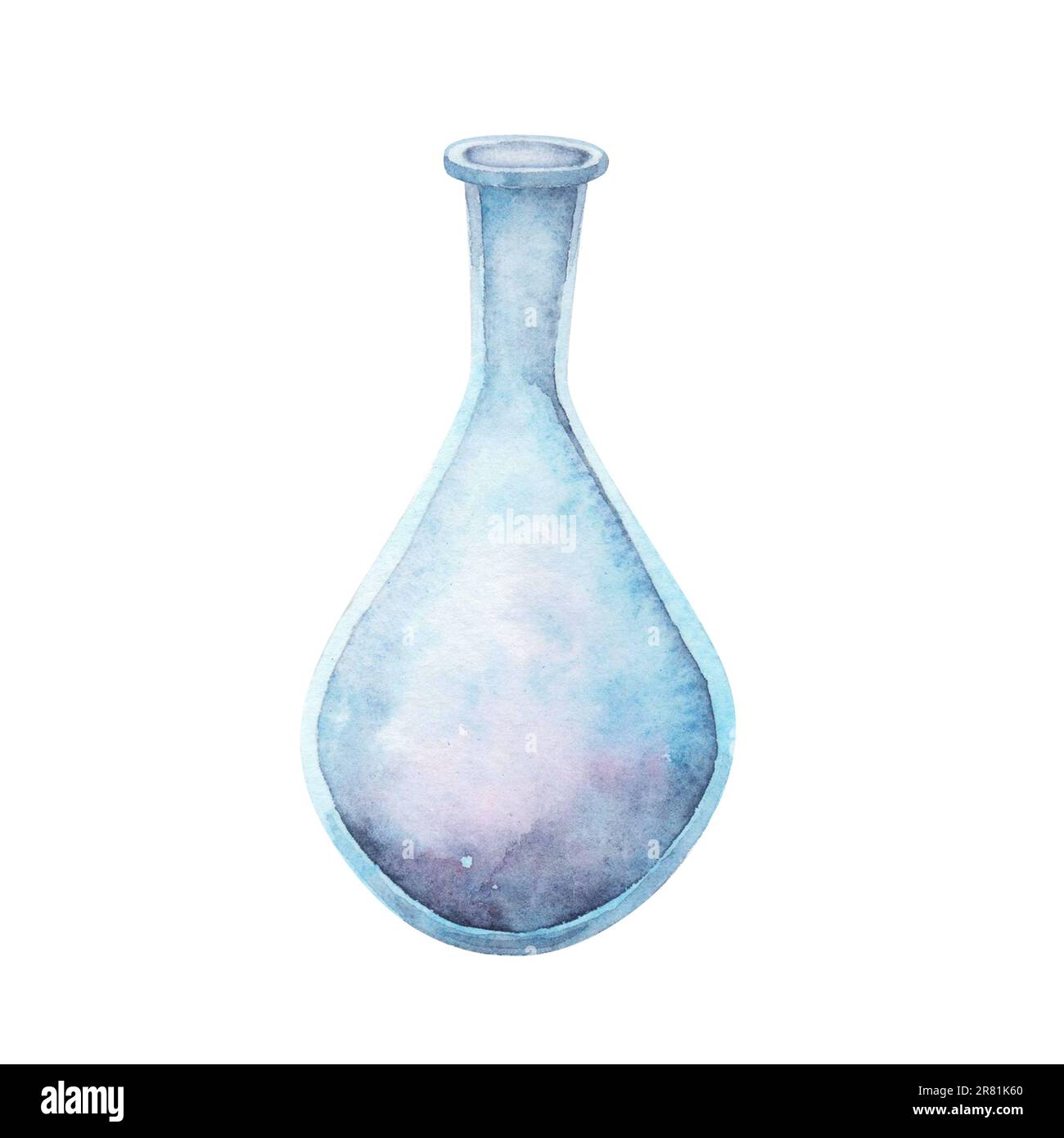 Set glass flask potion isolated on white background. Watercolor hand ...
