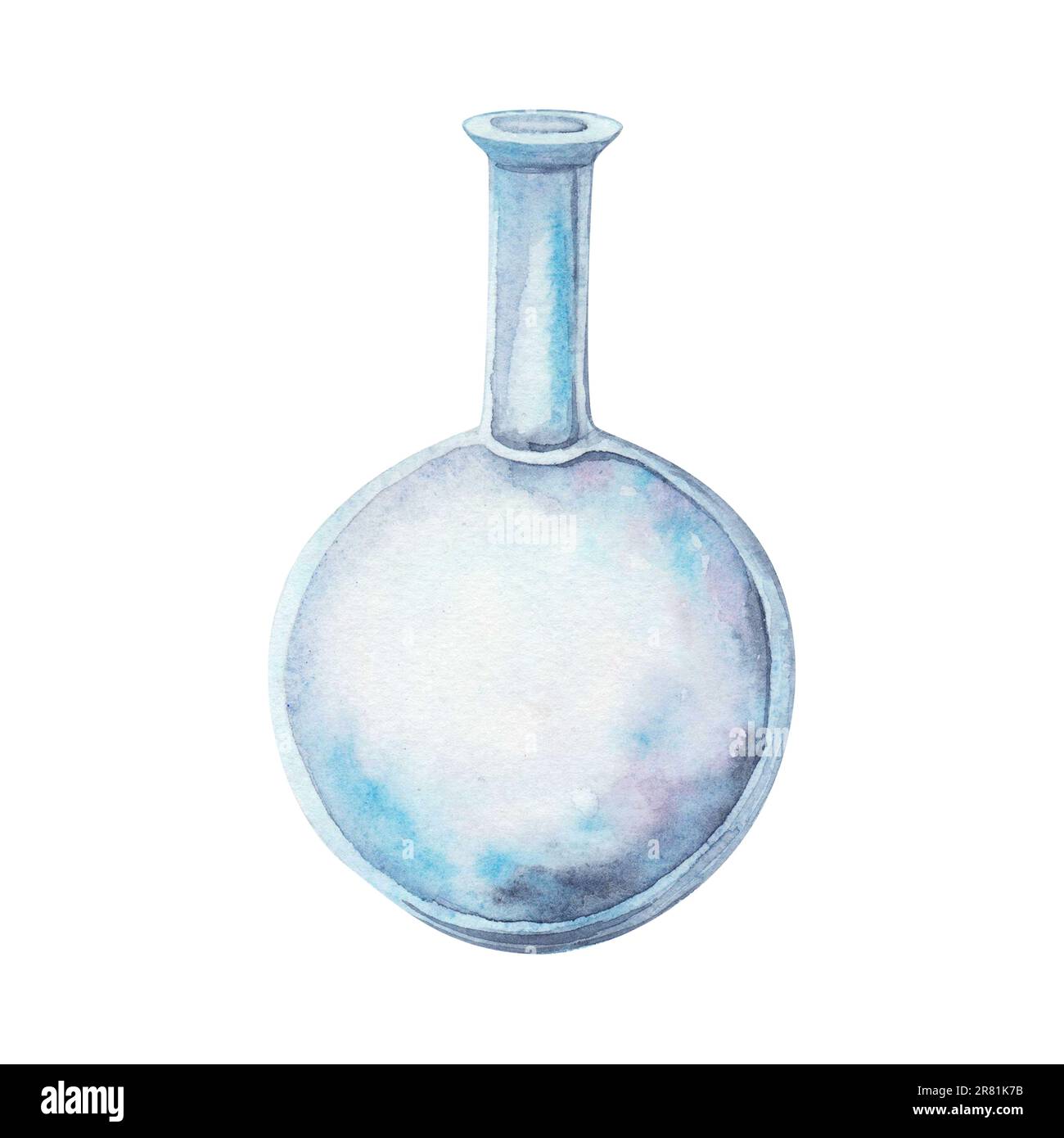 Set glass flask potion isolated on white background. Watercolor hand ...