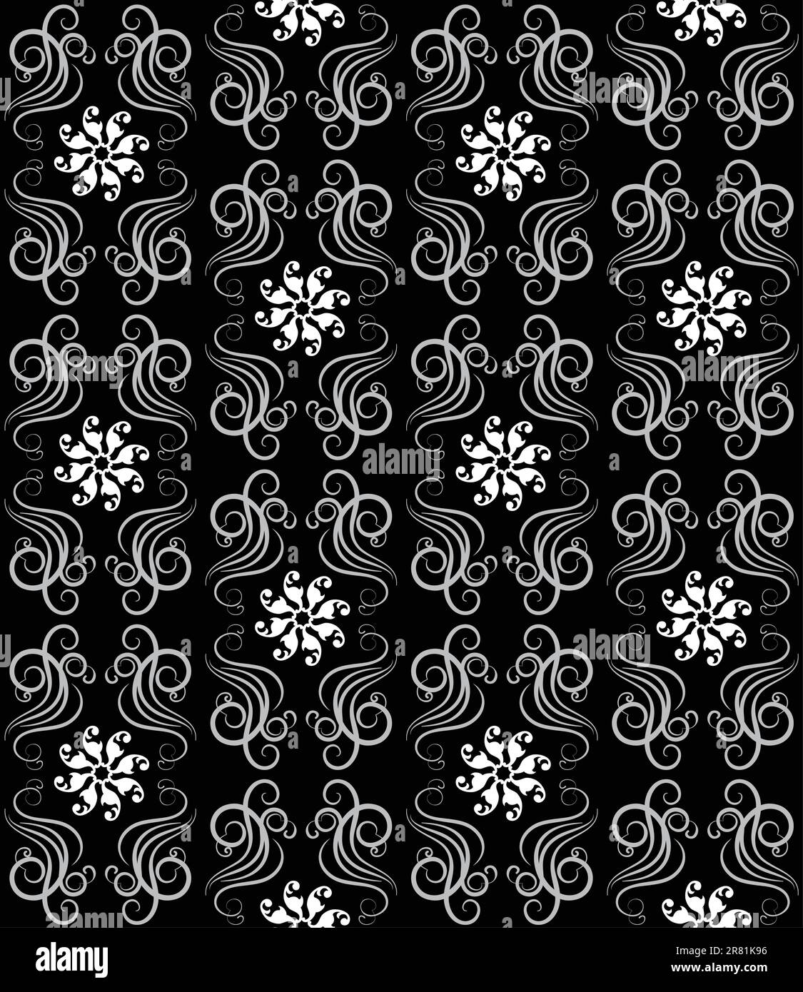 Vector illustration of a seamless pattern in black and white Stock ...