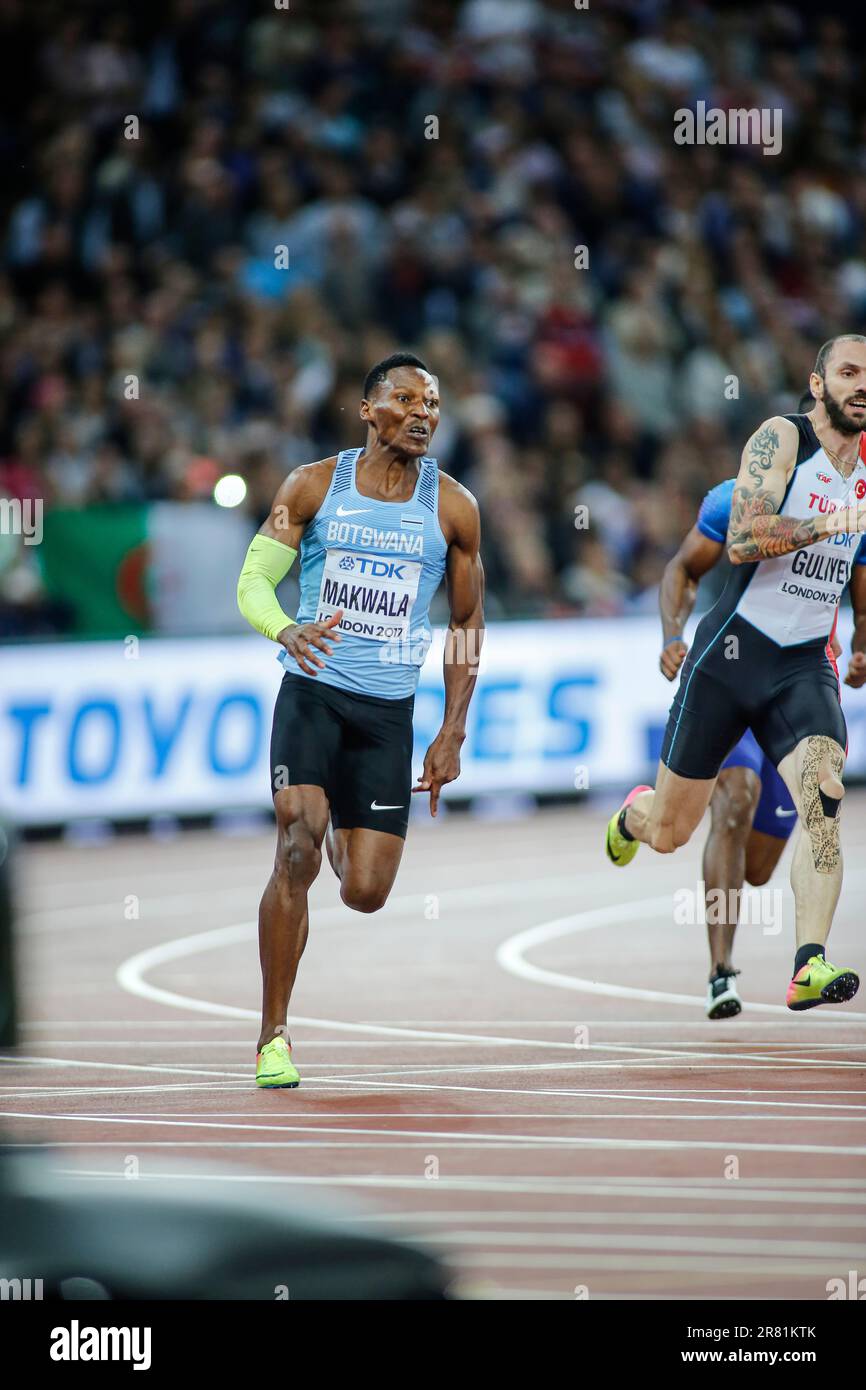 Isaac Makwala participating in the 200 meter at the World Athletics ...