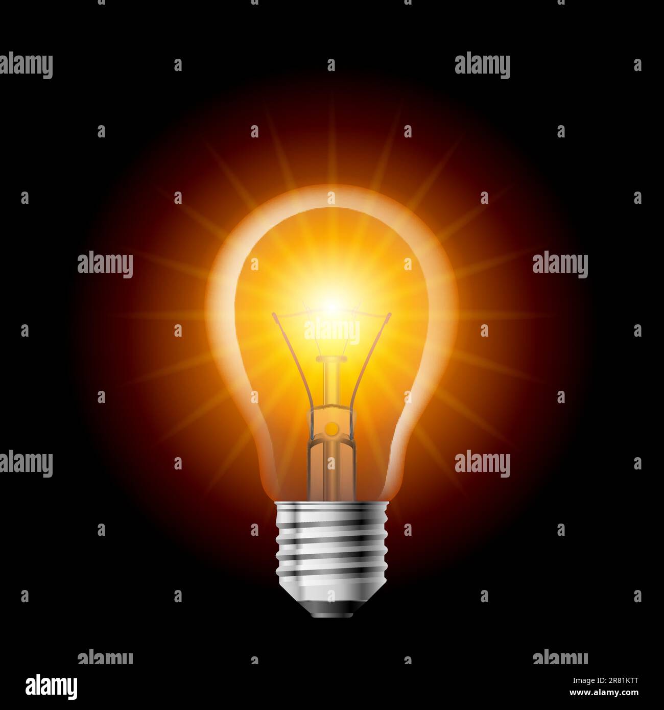 Light Filament lamp on a black background. Illustration for design ...