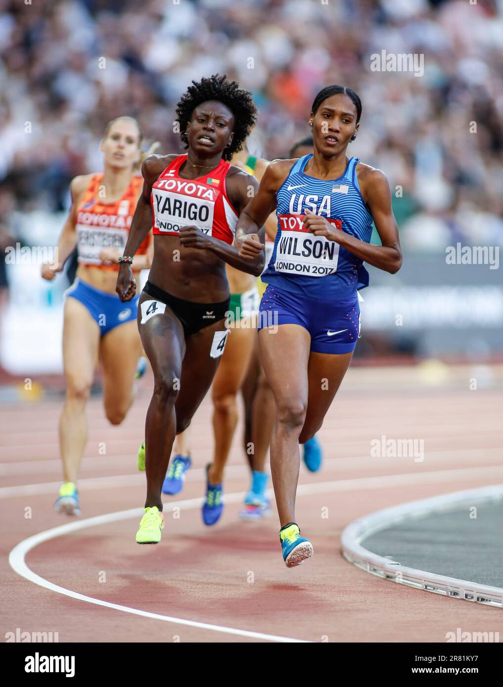 Ajee Wilson participating in the 800 meter at the World Athletics ...