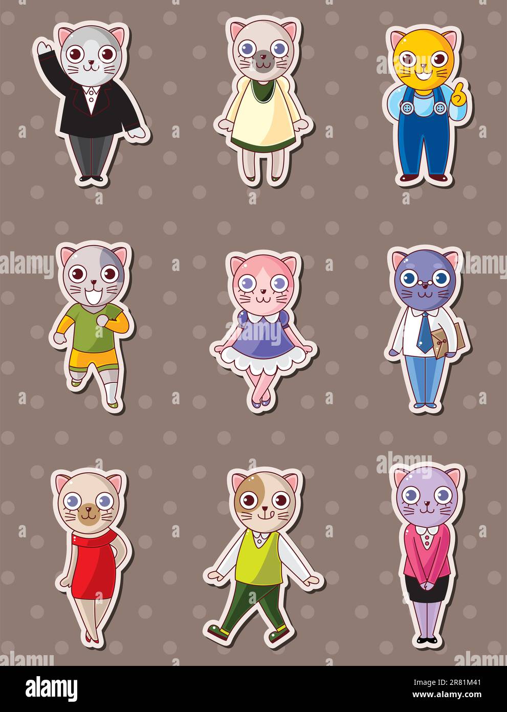 cat family stickers Stock Vector Image & Art - Alamy
