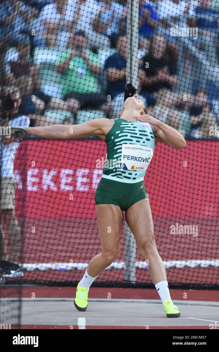 Sandra Perkovic (CRO) places third in the women's discus during the ...