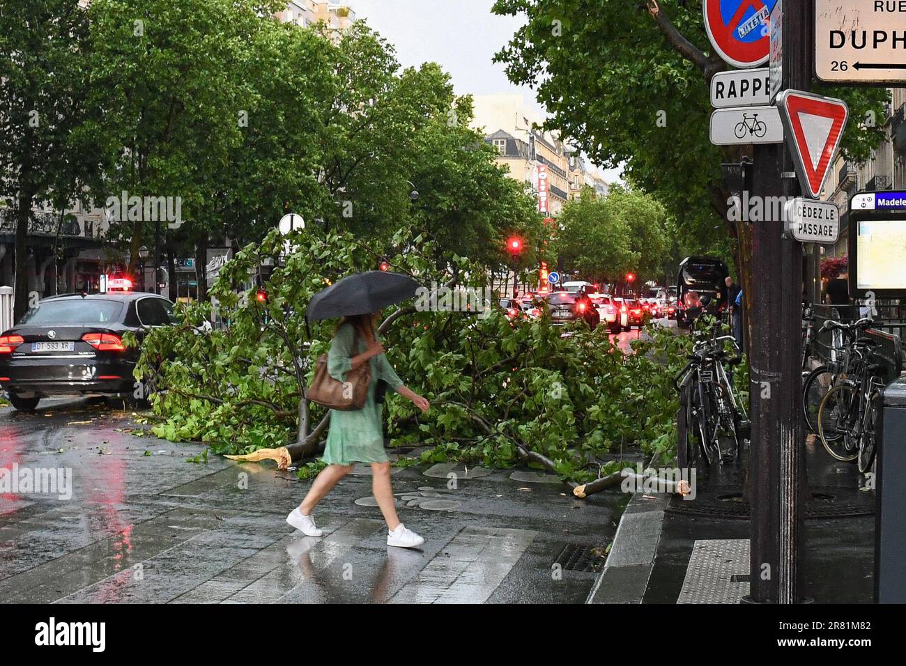 Paris, France. 18th June, 2023. Violent storms hit capital, in Paris ...
