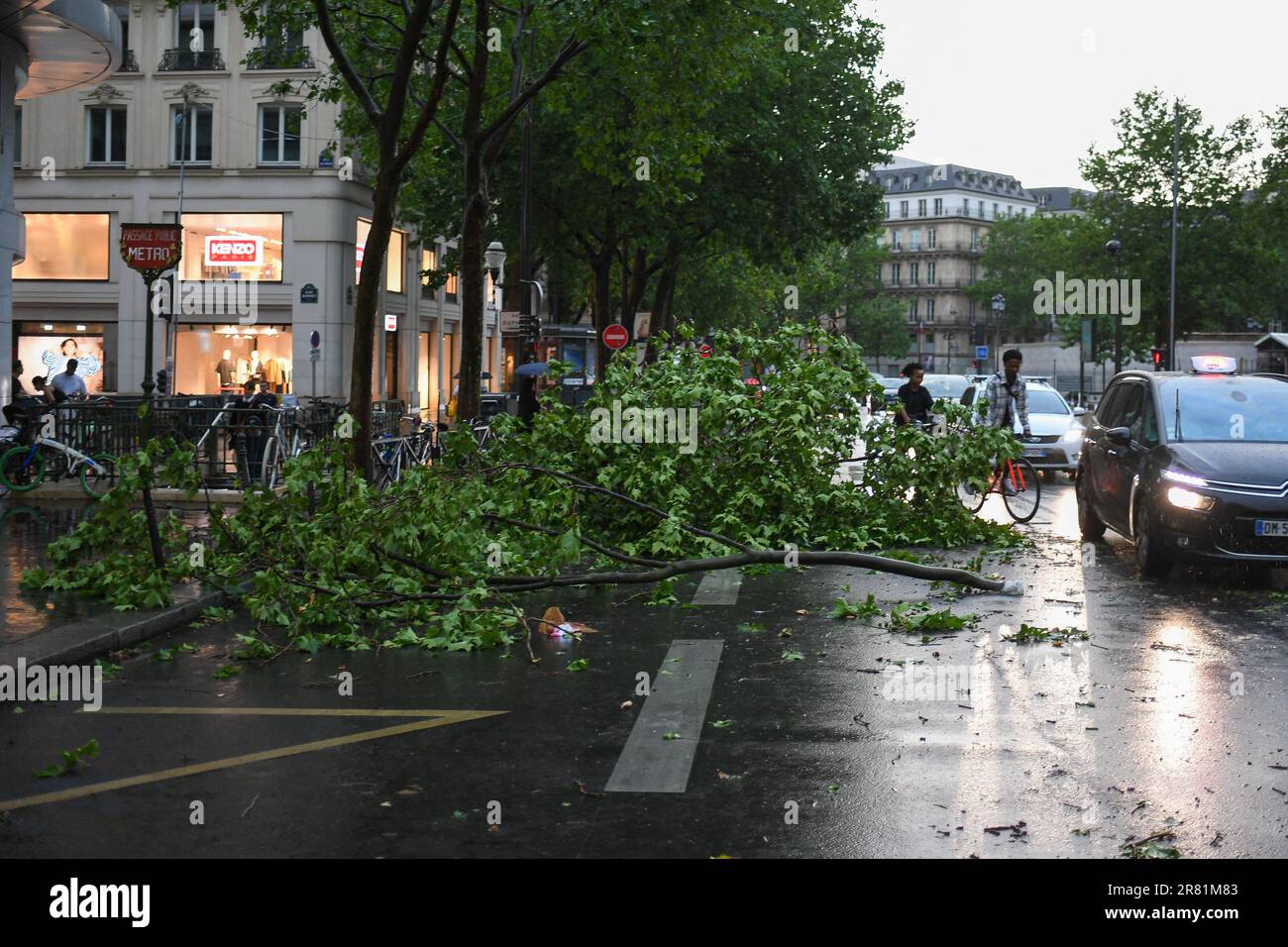 Paris, France. 18th June, 2023. Violent storms hit capital, in Paris ...