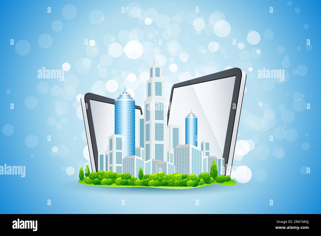 Blue office pc computers Stock Vector Images - Alamy