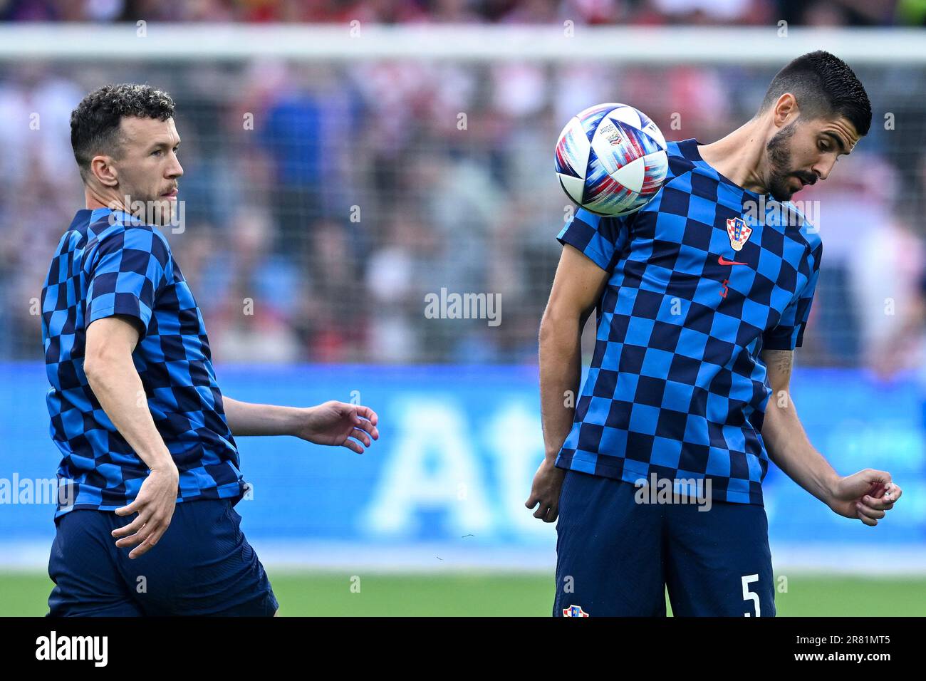 Rotterdam, Nizozemska. 18th June, 2023. Ivan Perisic and Martic Erlic ...