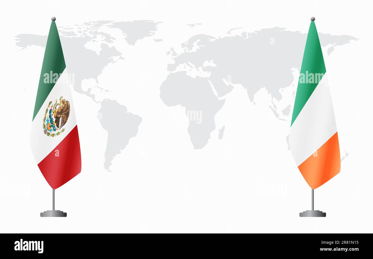 Mexico and Ireland flags for official meeting against background of ...