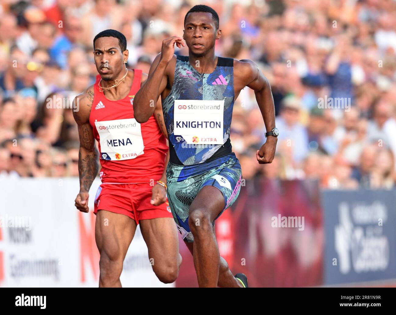 Oslo, Norway. 15th June, 2023. Erriyon Knighton (USA) wins the 200m in ...