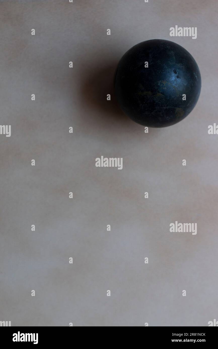 Sphere of different colors. Roller hockey ball resting on the skating ...