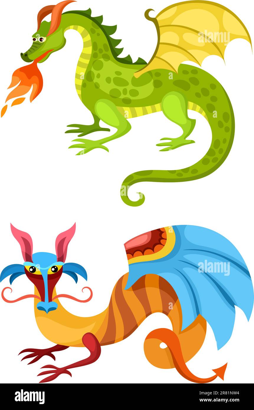 vector illustration of a dragon set Stock Vector Image & Art - Alamy