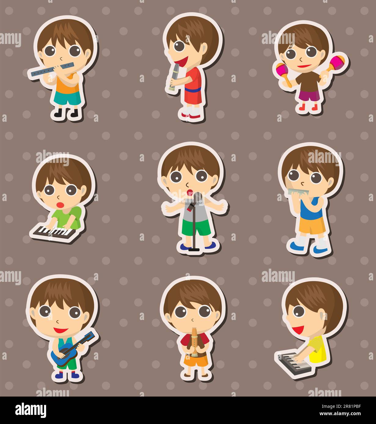 kid play music stickers Stock Vector Image & Art - Alamy