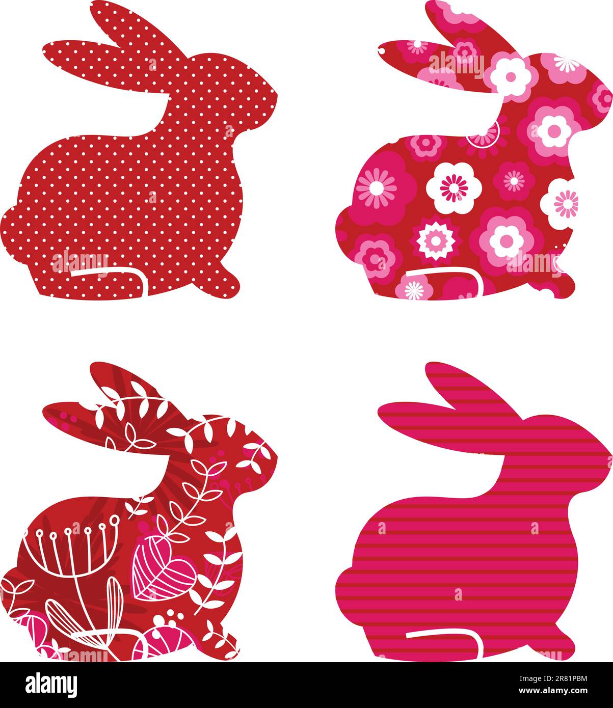 Spring patterned bunny collection. Vector Stock Vector Image & Art - Alamy