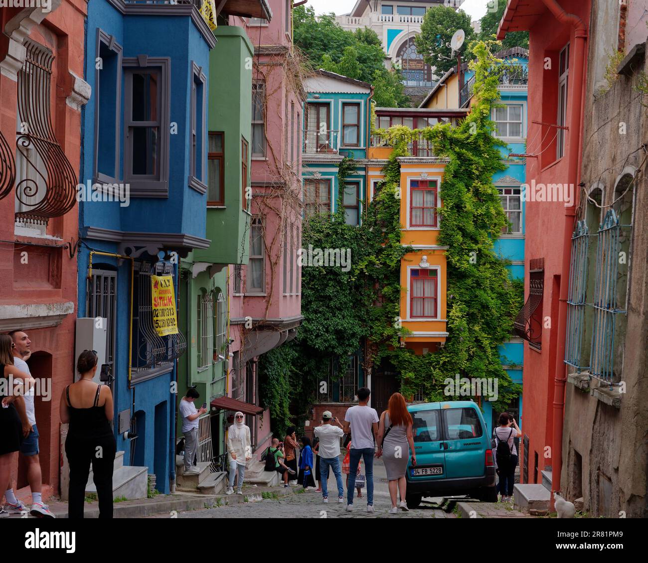 Tourists enjoying the historic and colourful Balat neighbourhood in the ...