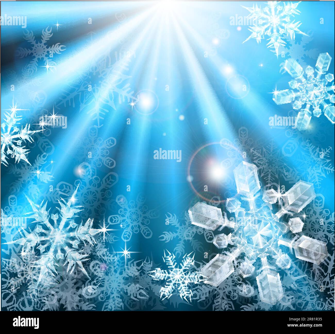 A blue winter Christmas snowflakes background illustration Stock Vector ...