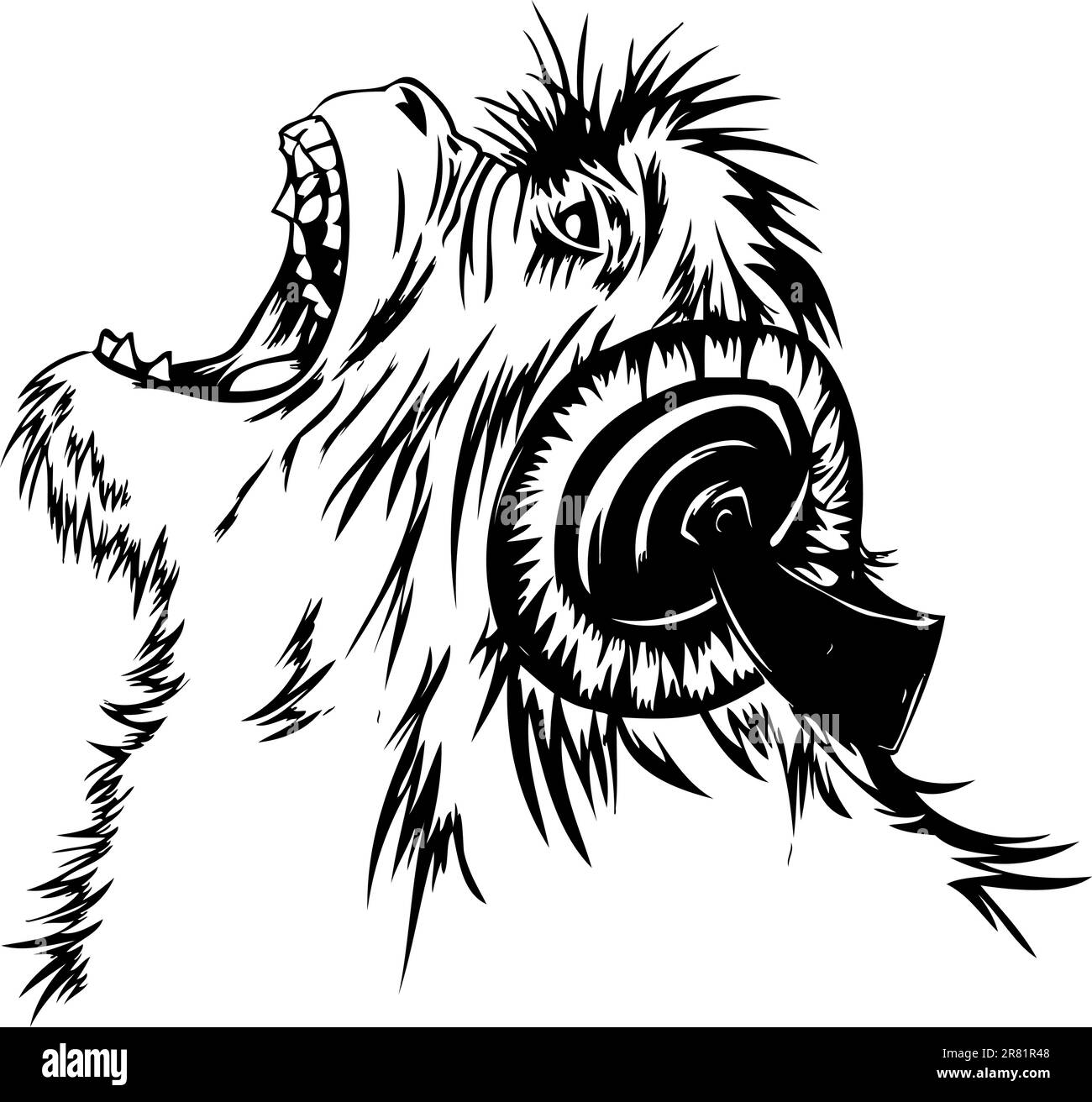 The monkey is listening to music on headphones with the player Stock ...