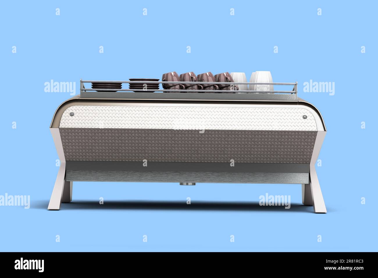 new professional coffee machine back view 3d render on blue Stock Photo ...