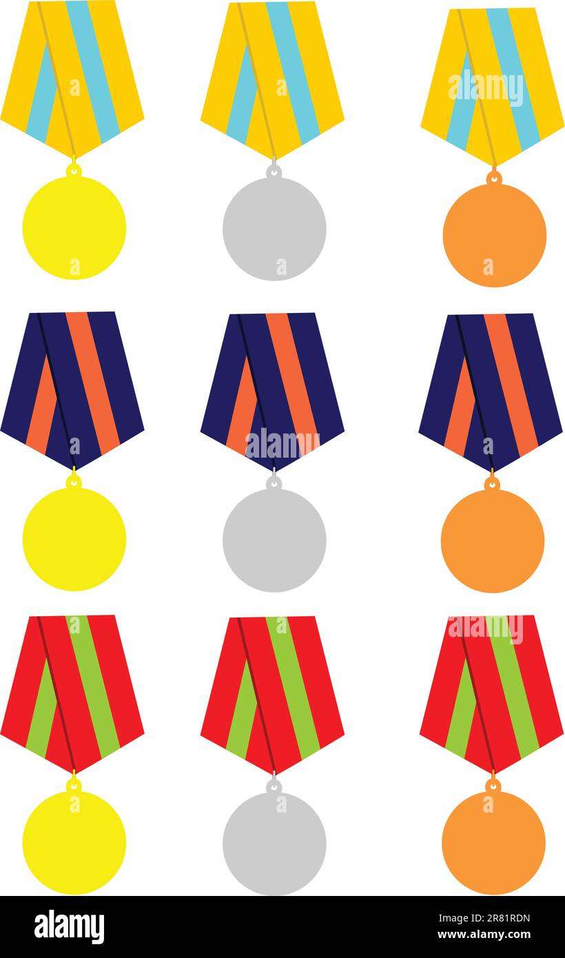Collection of medals. Medals of the winner. Gold medal Stock Vector ...