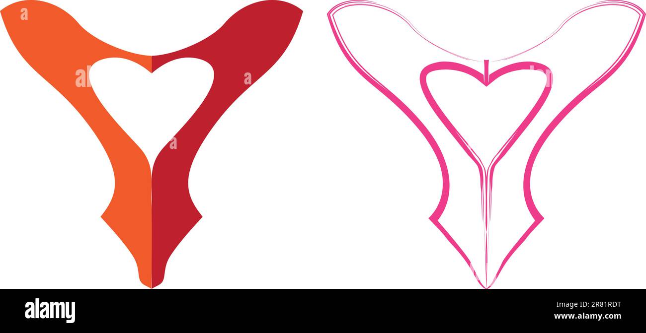 shoe love, red stiletto silhouettes with heart, vector Stock Vector ...