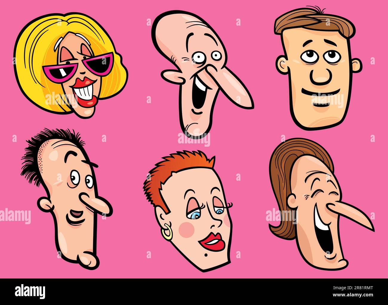 Cartoon illustration of happy people faces set Stock Vector Image & Art ...