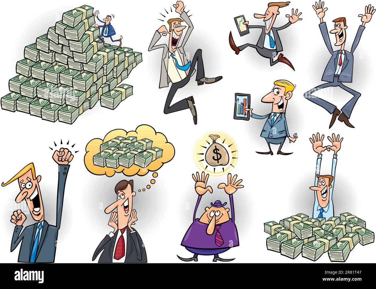 cartoon illustration of happy successful businessmen set Stock Vector ...