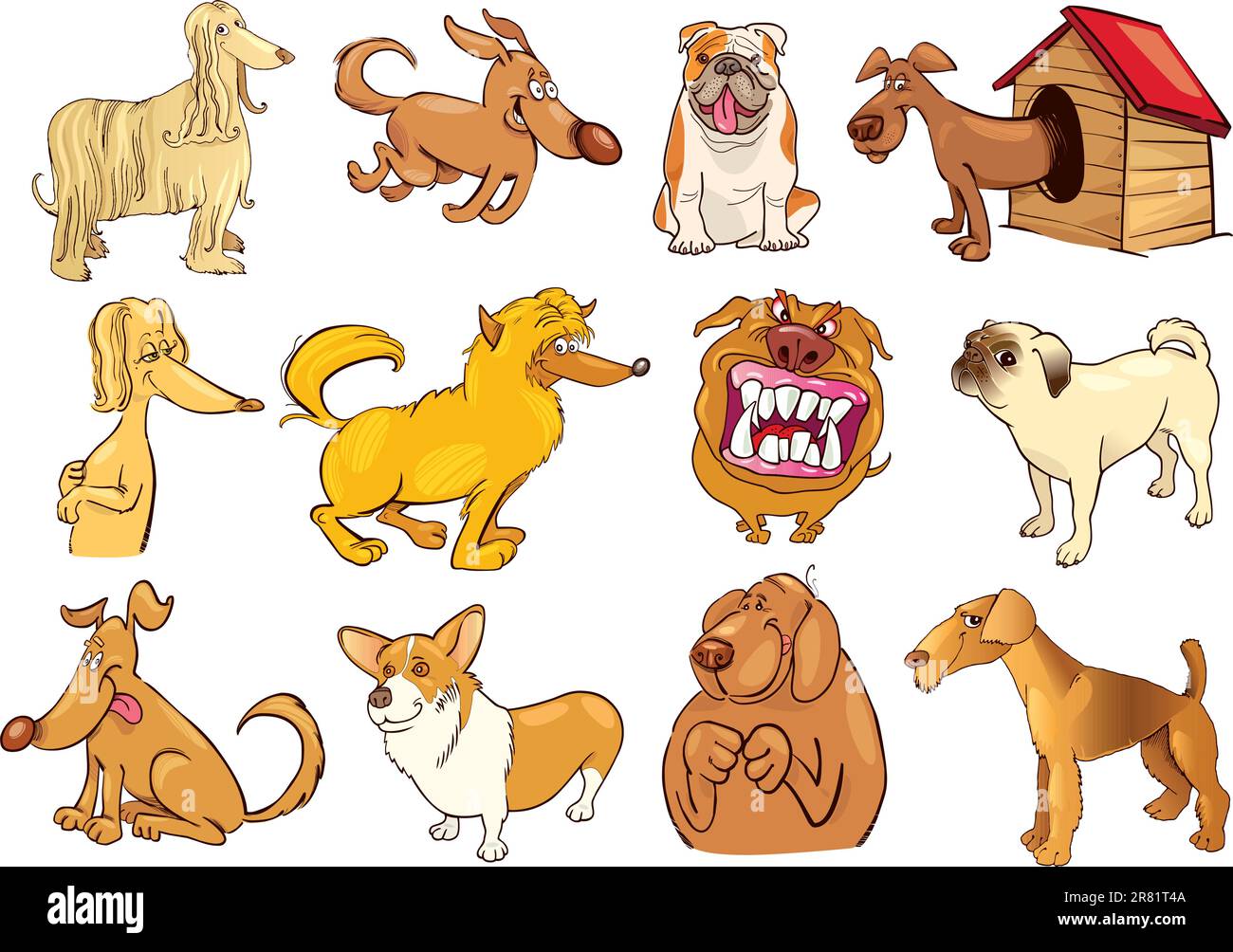 cartoon illustration of funny different dogs set Stock Vector Image ...