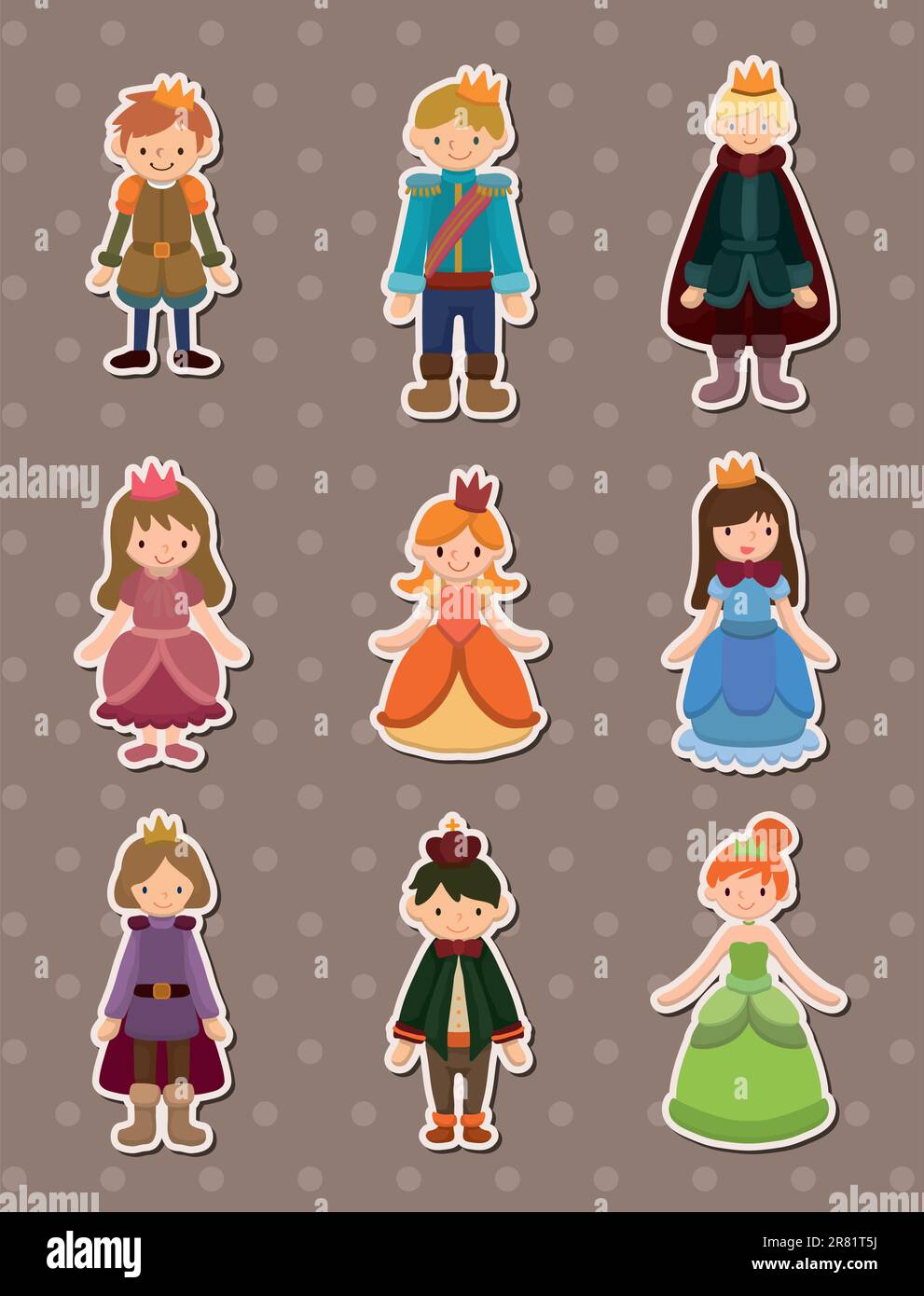 cartoon Prince and Princess stickers Stock Vector Image & Art - Alamy