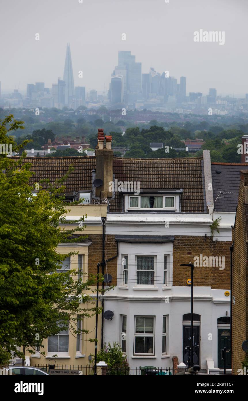 City of London and terraced London houses that no-one can afford Stock ...