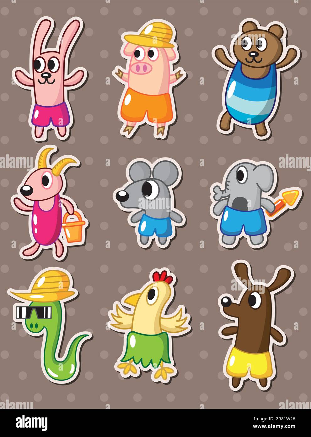 summer animal stickers Stock Vector Image & Art - Alamy