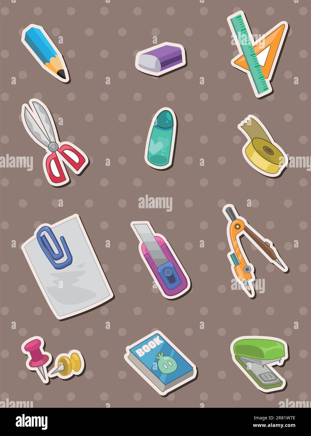 Stationery pen pencil ruler compass Stock Vector Images - Alamy