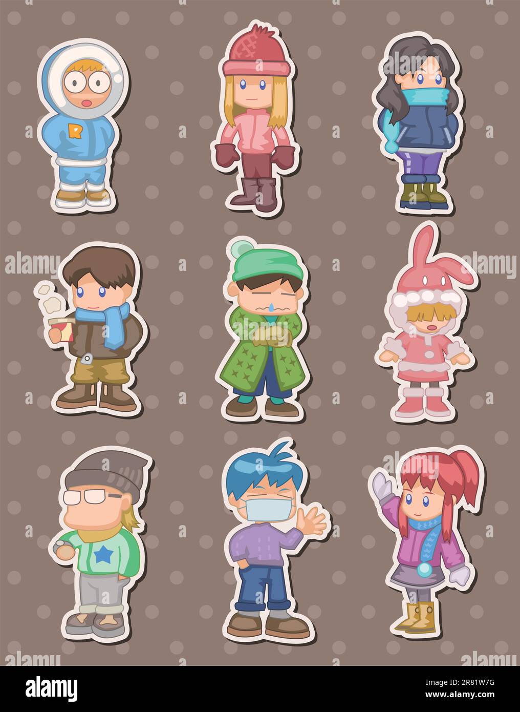 cartoon winter people stickers Stock Vector Image & Art - Alamy