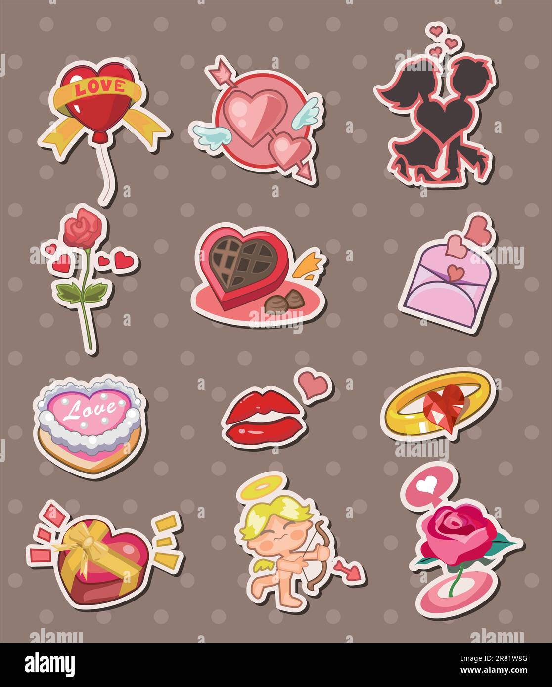 cartoon Valentine's Day stickers Stock Vector Image & Art - Alamy