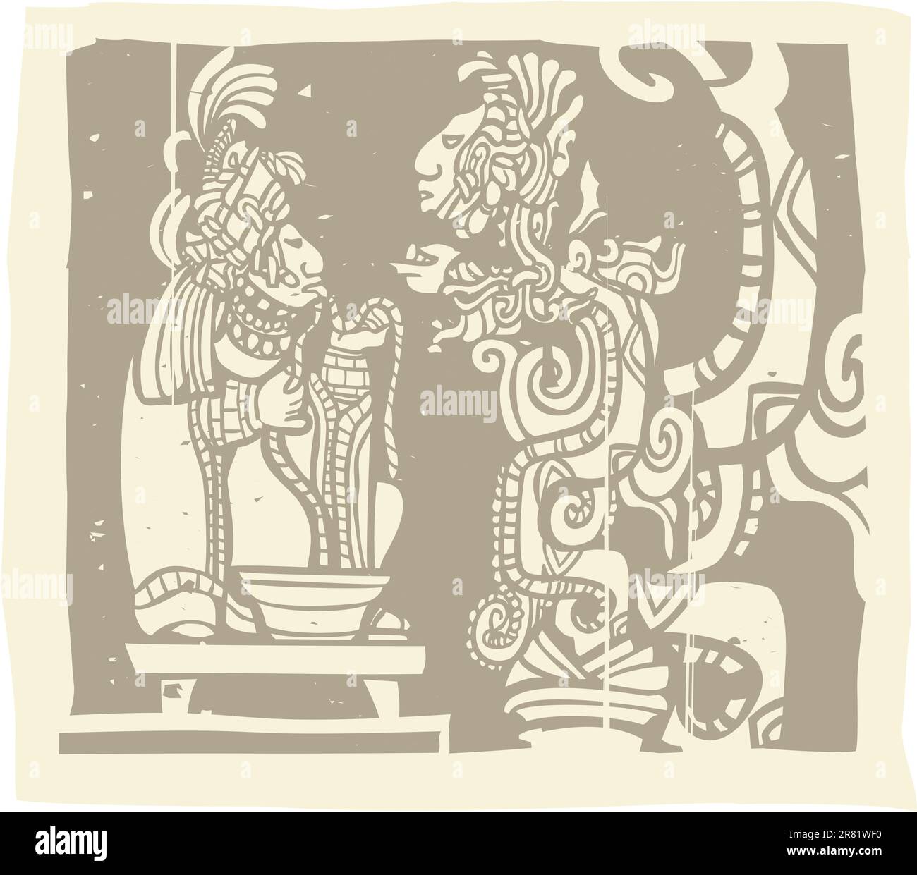 mayan, maya, aztec, toltec, mesoamerican, woodblock, woodcut, indian ...