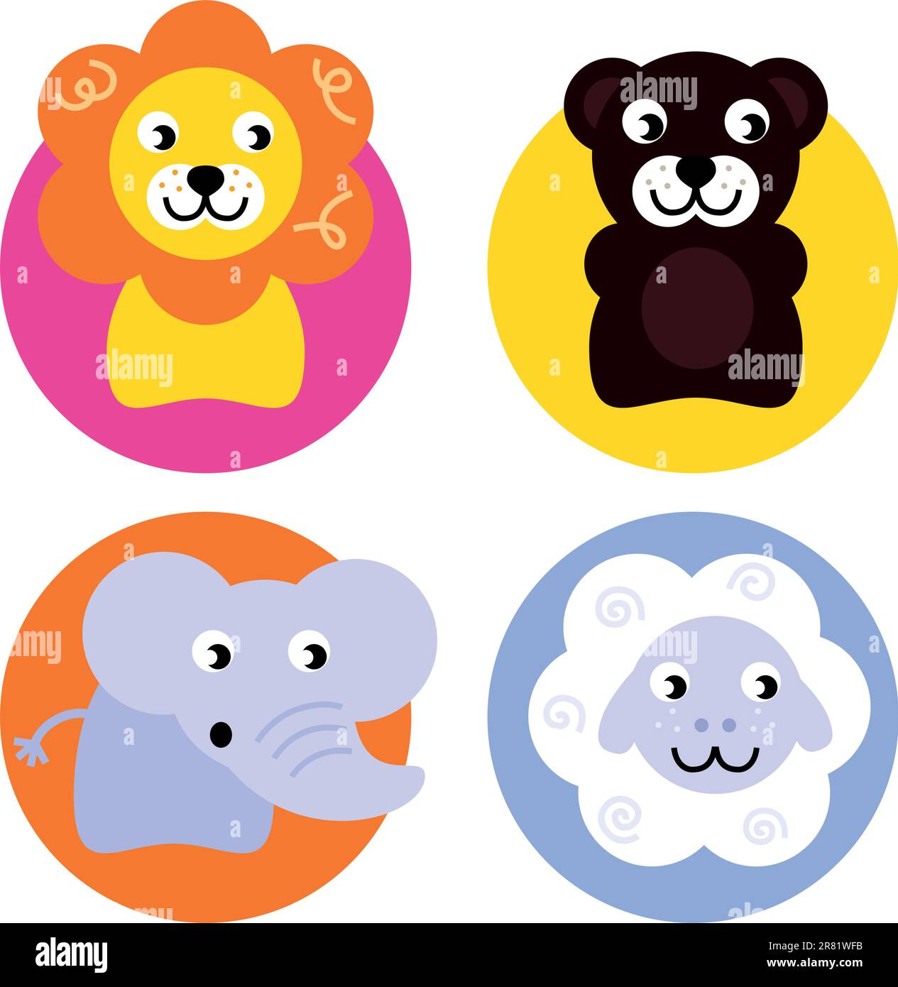 Cute animals colorful set. Vector Illustration Stock Vector Image & Art ...