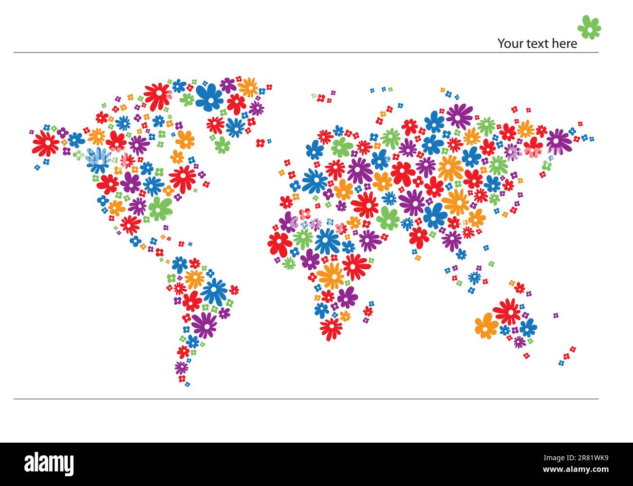 World map with flowers Stock Vector Image & Art - Alamy