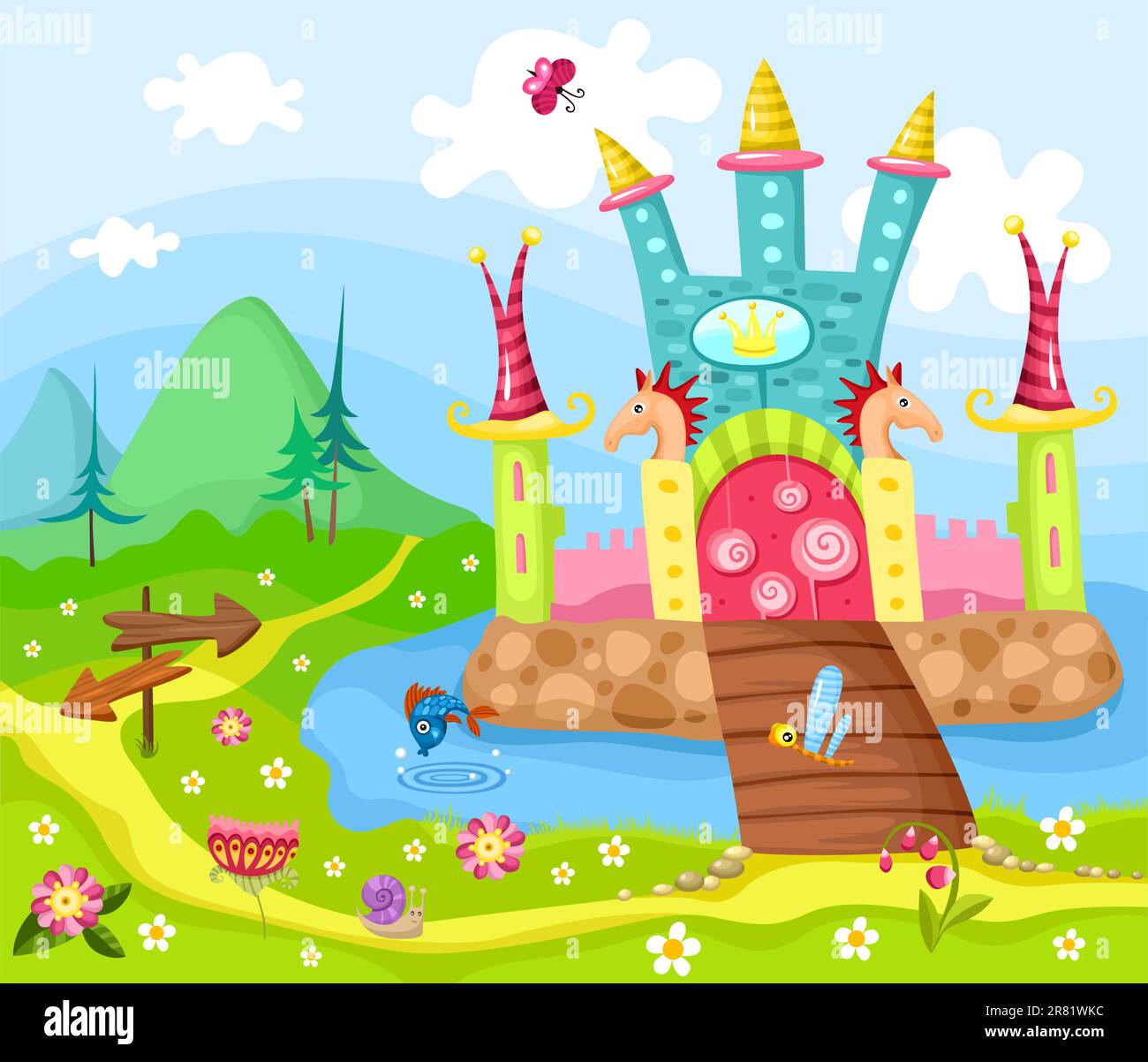 vector illustration of a cute castle Stock Vector Image & Art - Alamy
