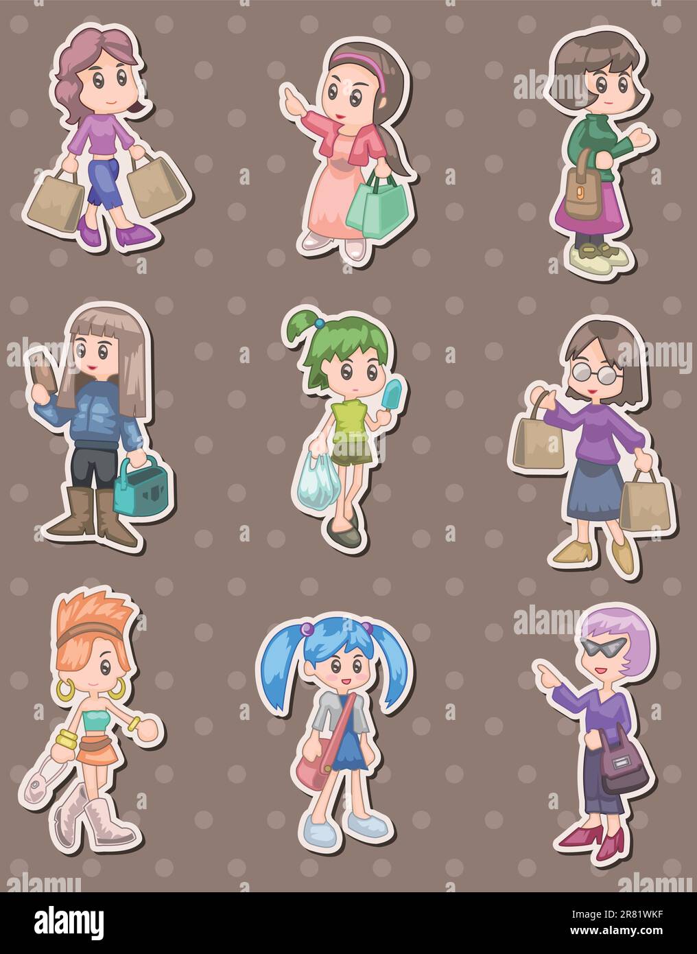 shopping woman stickers Stock Vector Image & Art - Alamy