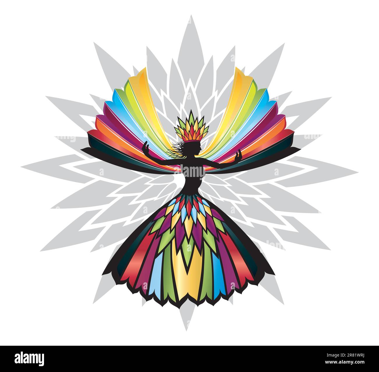 celebrating woman figure in colourful dress Stock Vector Image & Art ...