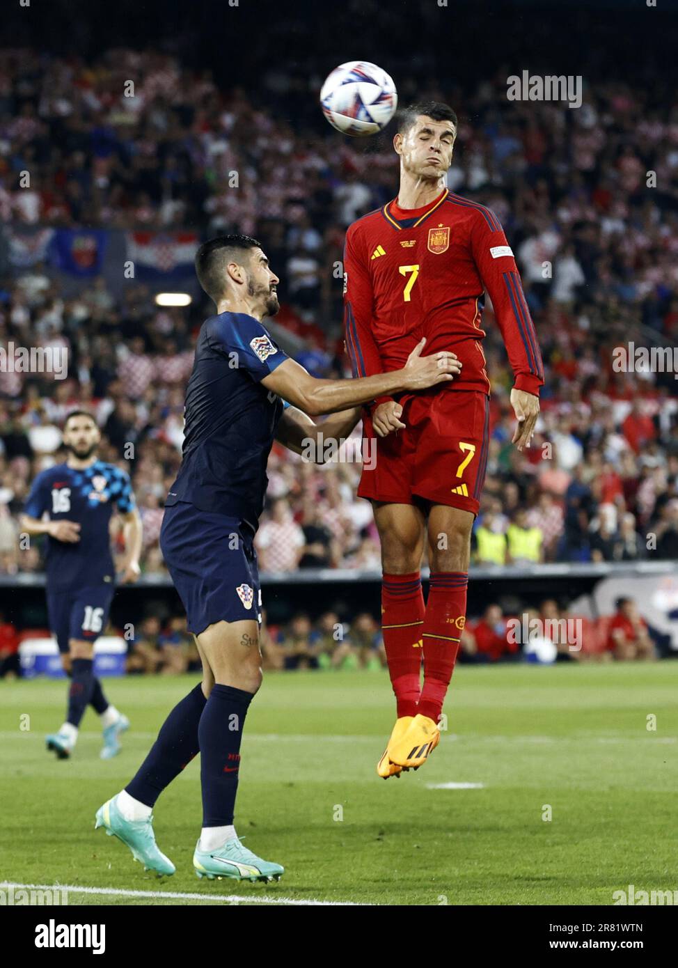ROTTERDAM - (lr) Martin Erlic of Croatia, Alvaro Morata of Spain during ...