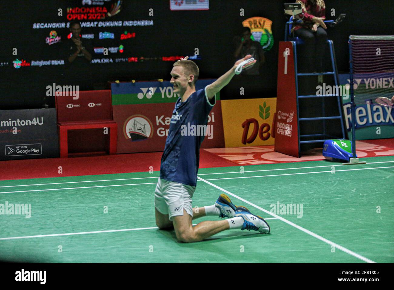 Badminton player from Denmark, Viktor Axelsen celebrates after ...