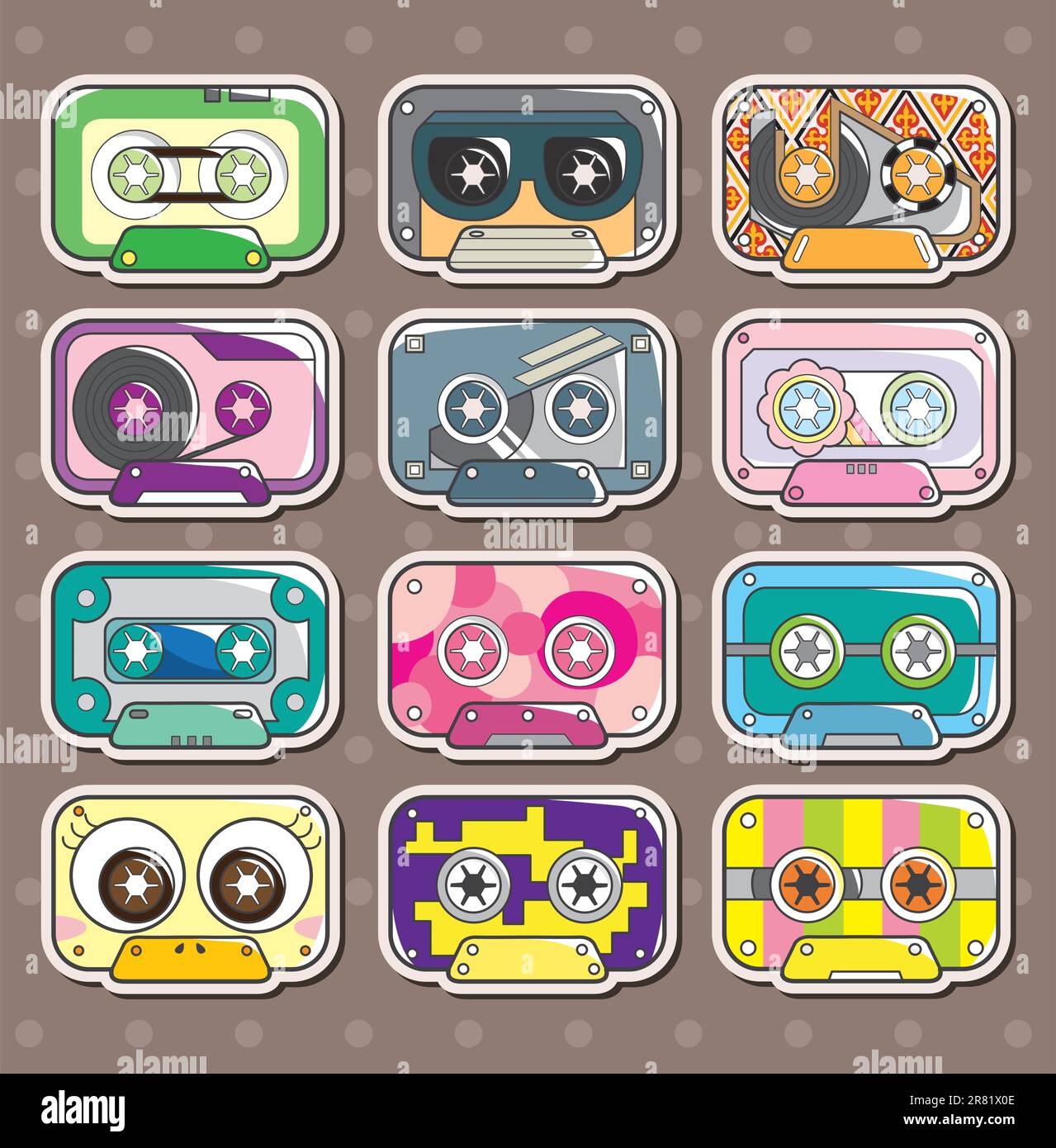 music Tapes stickers Stock Vector Image & Art - Alamy