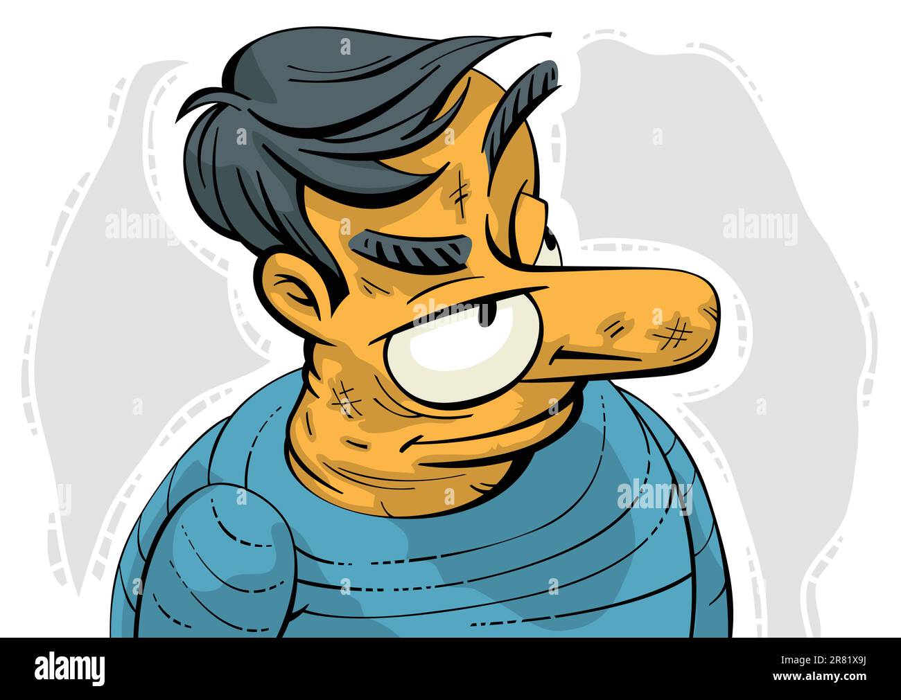 Grumpy old man is staring suspiciously. Looking depressed and gloomy ...