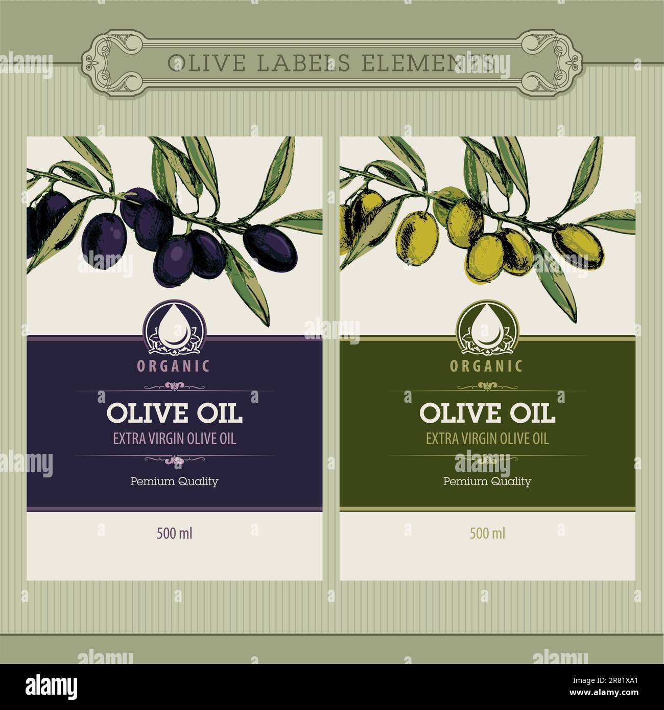 Set of vector olive oil label templates Stock Vector Image & Art - Alamy