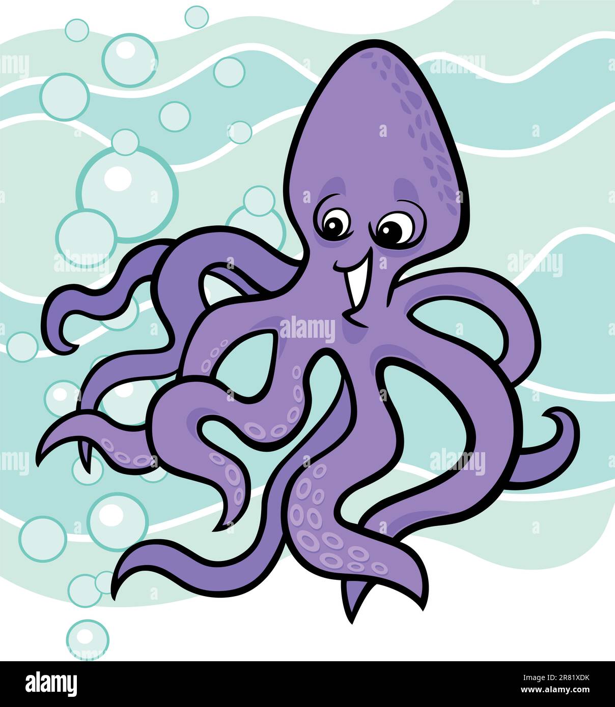 cartoon illustration of octopus in the water Stock Vector Image & Art ...