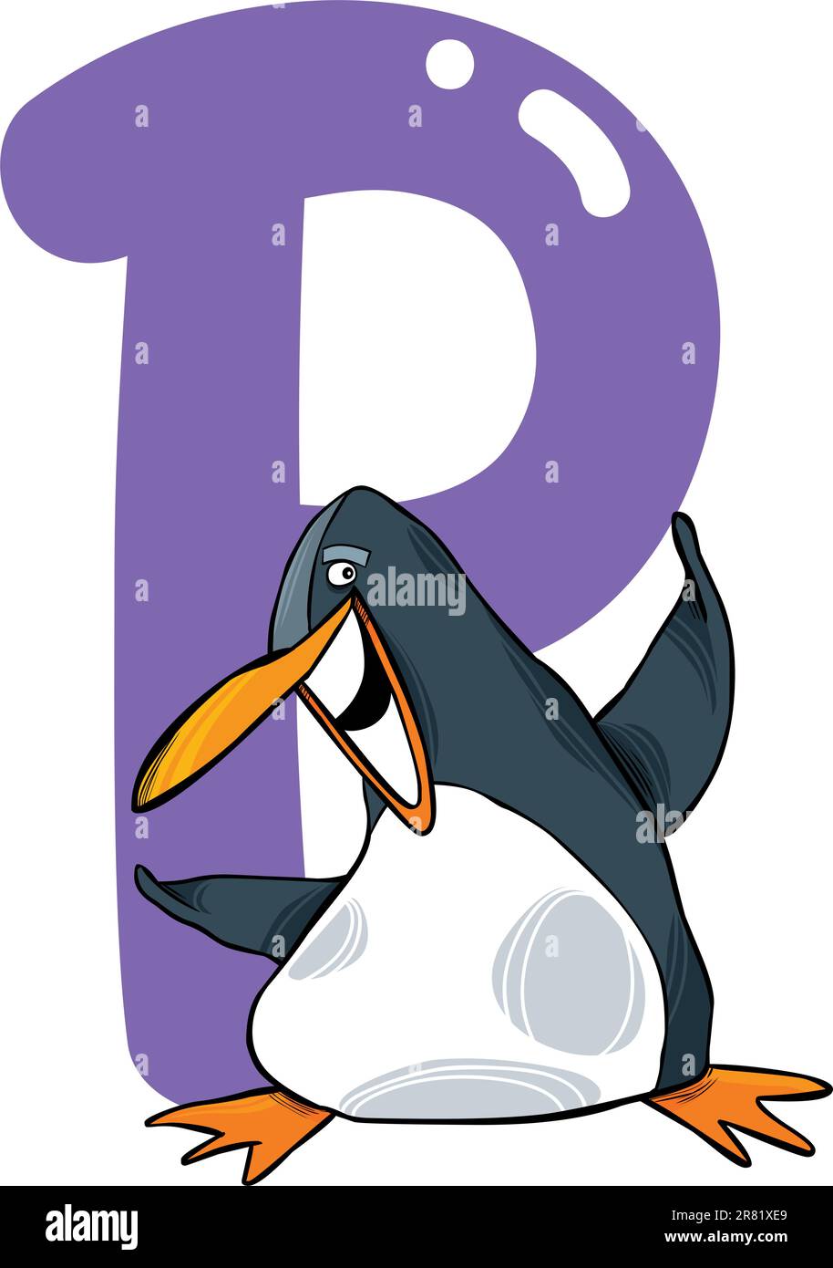 cartoon illustration of P letter for penguin Stock Vector Image & Art ...