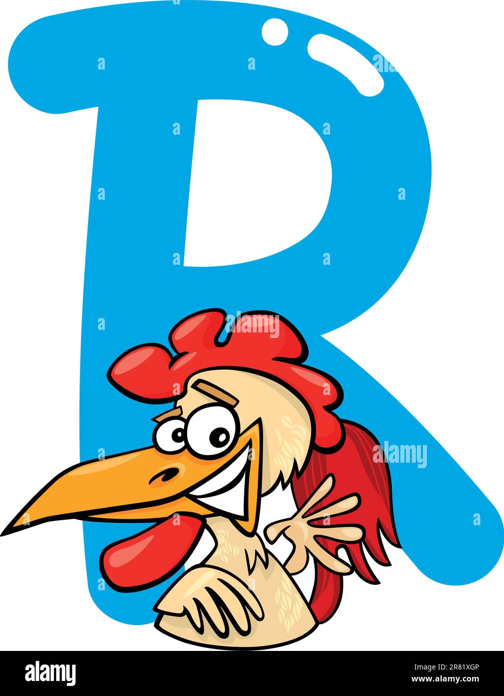 cartoon illustration of R letter for rooster Stock Vector Image & Art ...